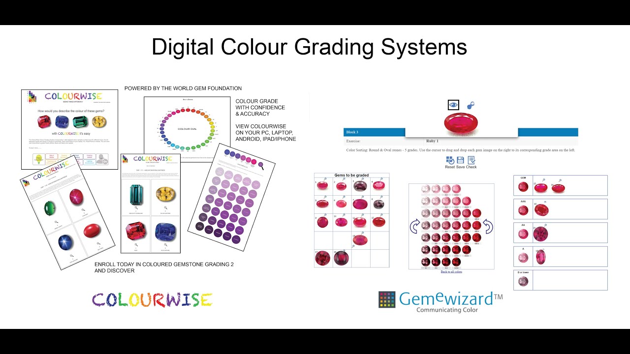 Digital grading systems: ColourWise and Gemewizard.