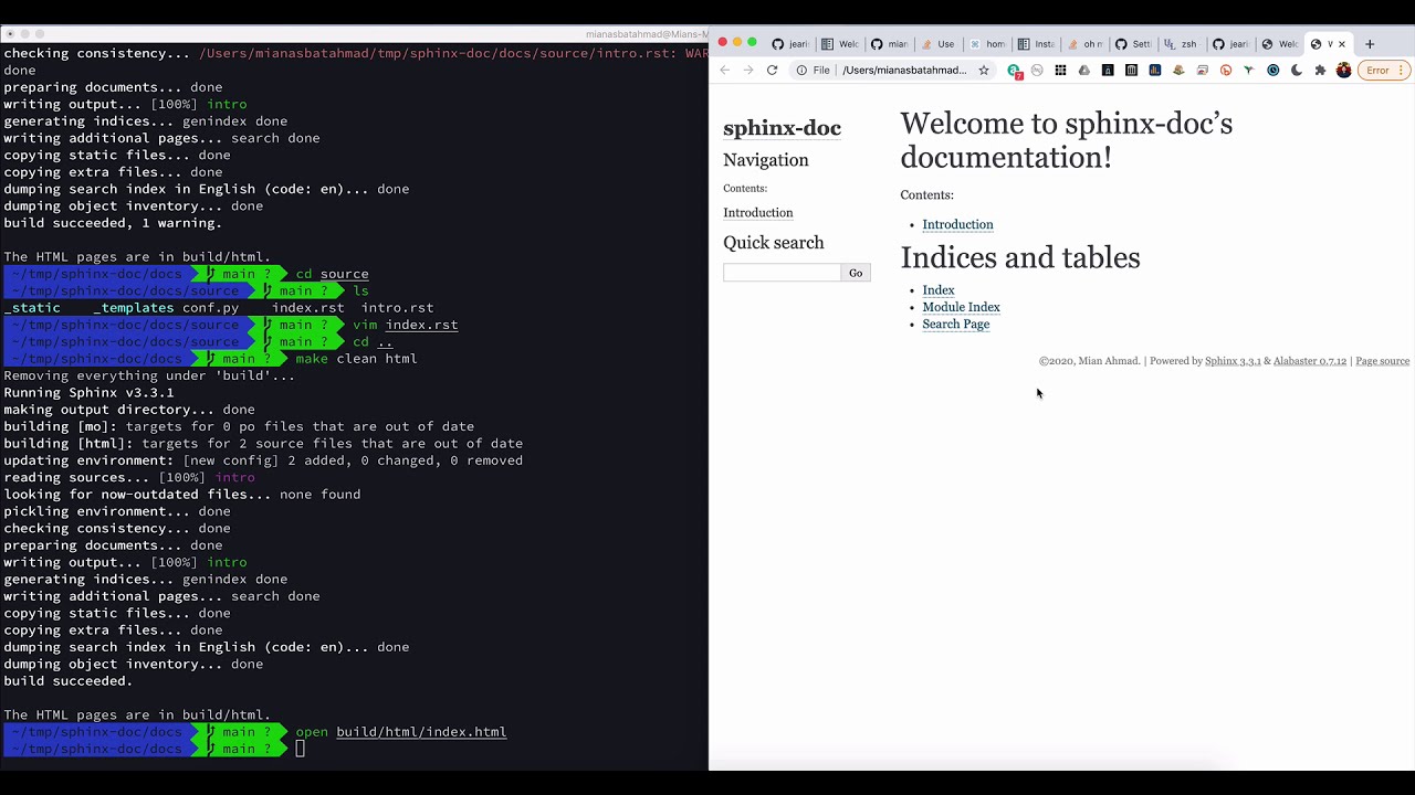 Sphinx Python program documentation video part 1/4