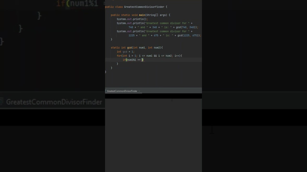 Greatest common divisor in Java #shorts