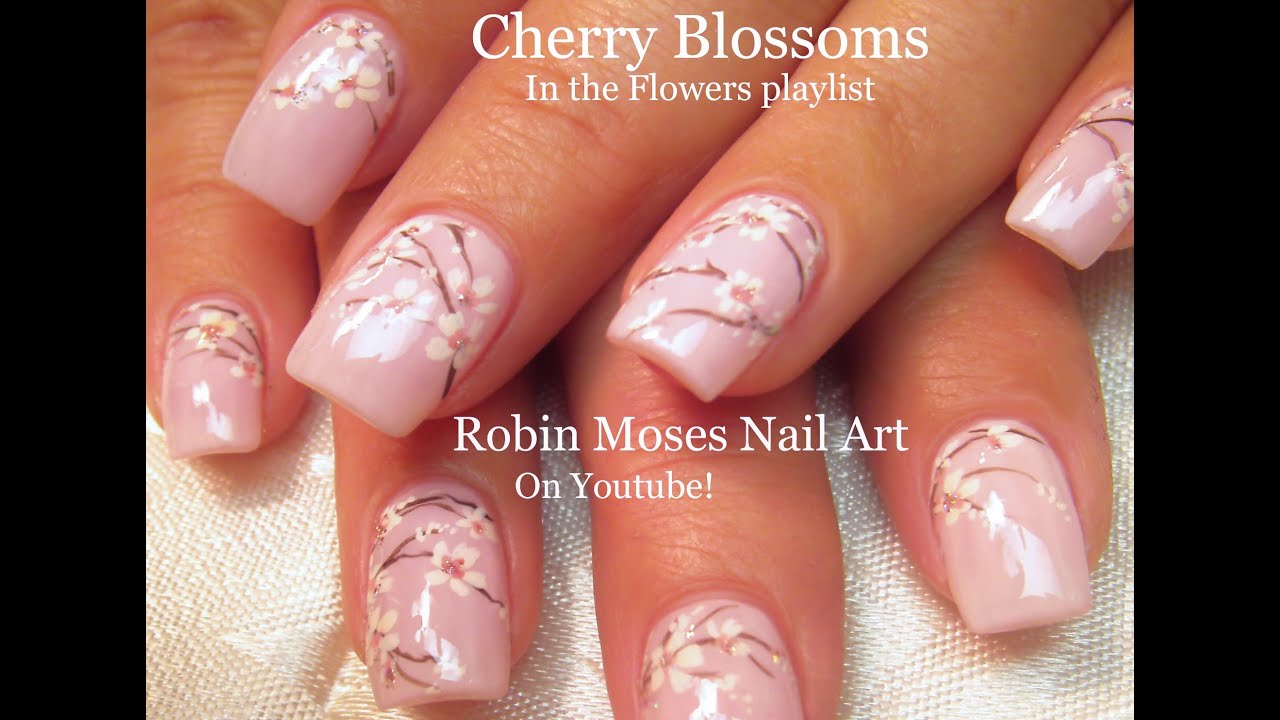 Easy White Cherry Blossom Nails! | Flower Nail Art Design Tutorial