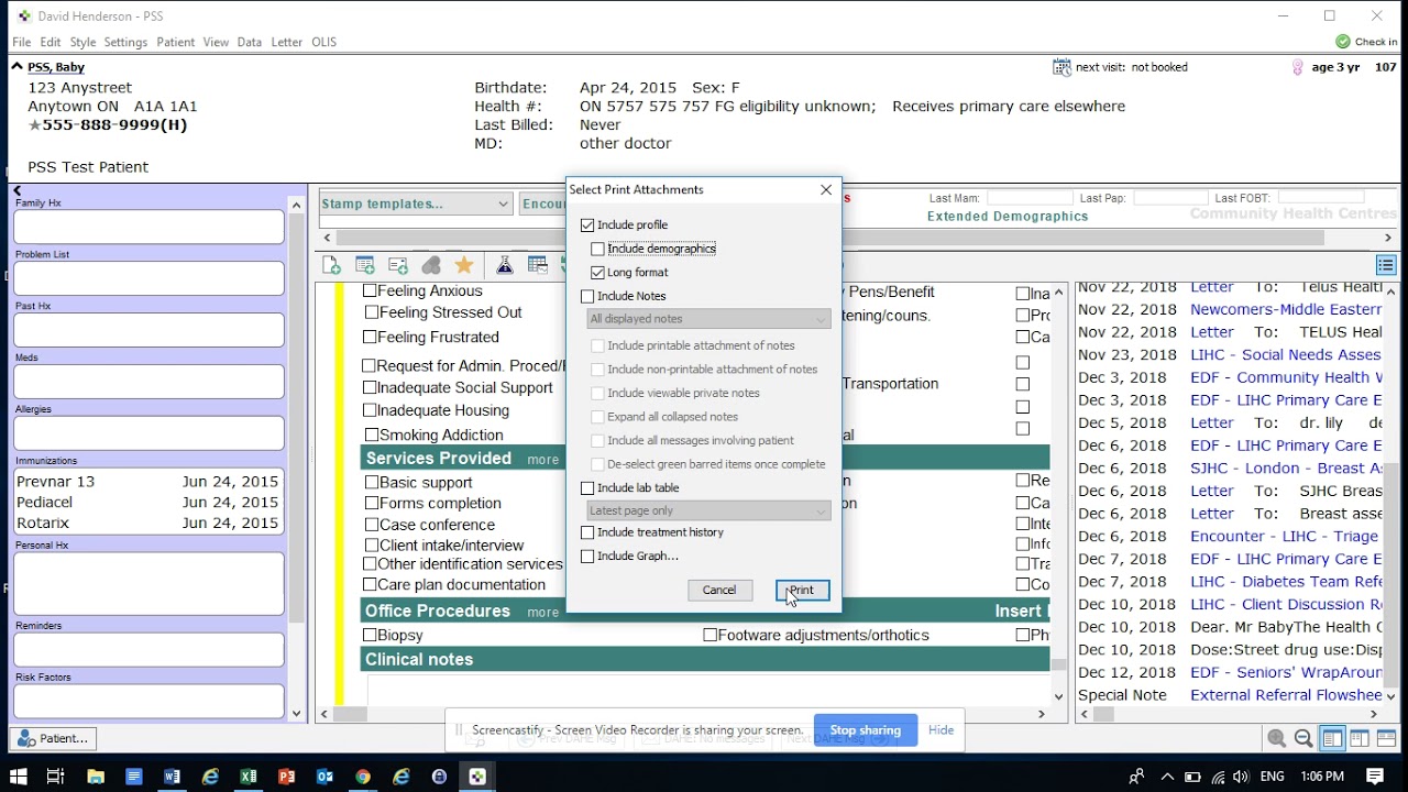 Printing Immunization Record