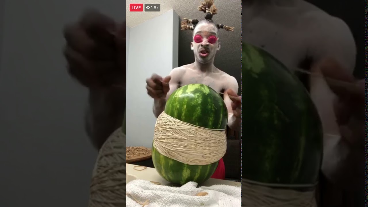 Man goes facebook live watermelon challenge (unexpected explosion)!!