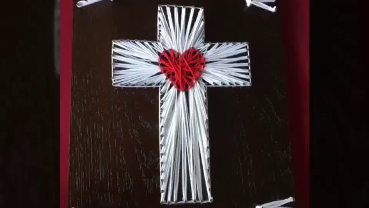 Diy string Art home decor (Cross)