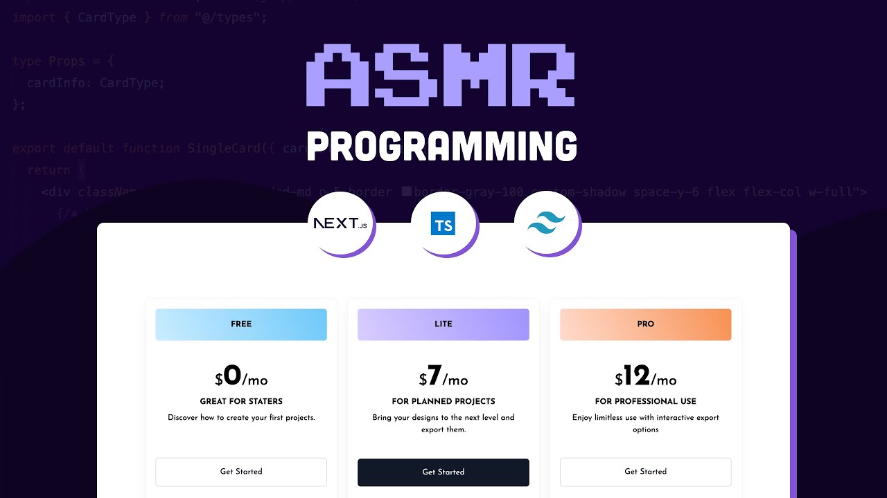 ASMR Programming - Pricing Card using Next13/Reactjs - No Talking
