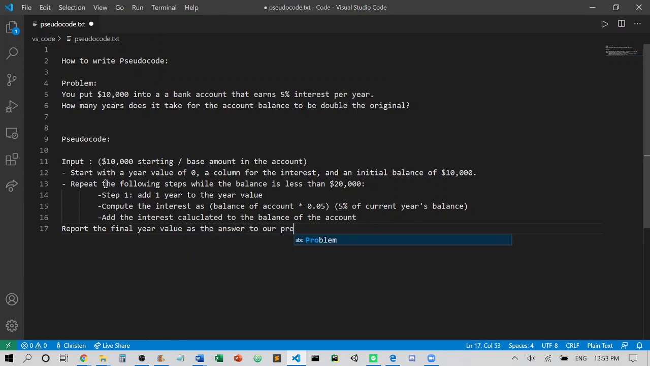 Describe algorithm with pseudocode