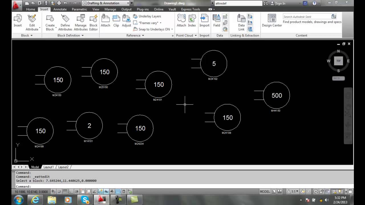 AutoCAD II 25-17 Synchronizing Attributes