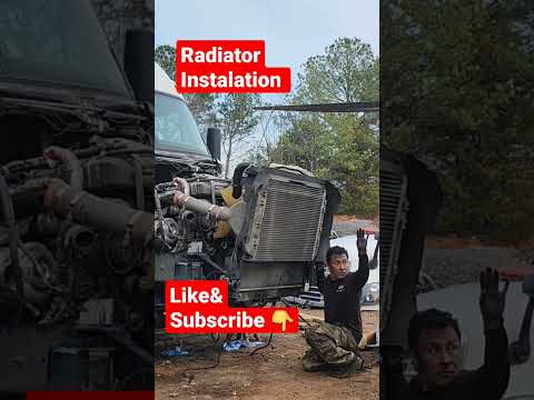 How to install Radiator on Semi #truck #diesellife #salvageyard #truck #diesel #automobile