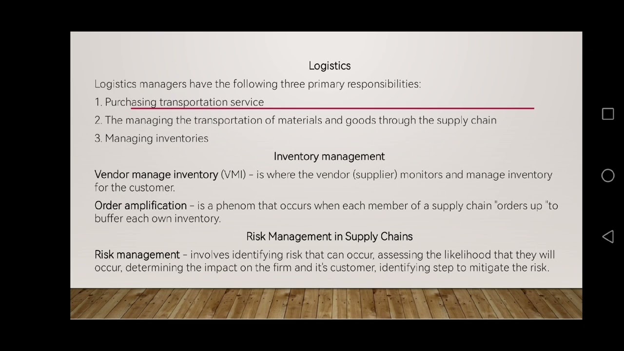 Chapter 10: Supply Chain management and Logistics (Operational Management)