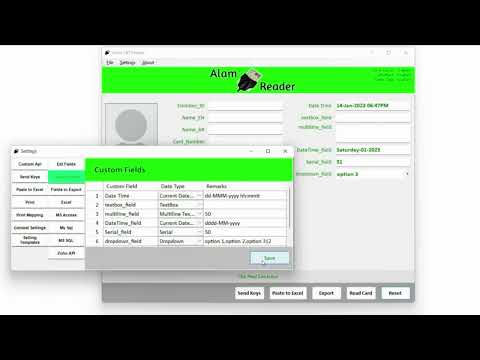 3- Custom fields intro, datatypes and examples - Alam Emirates ID Reader desktop application