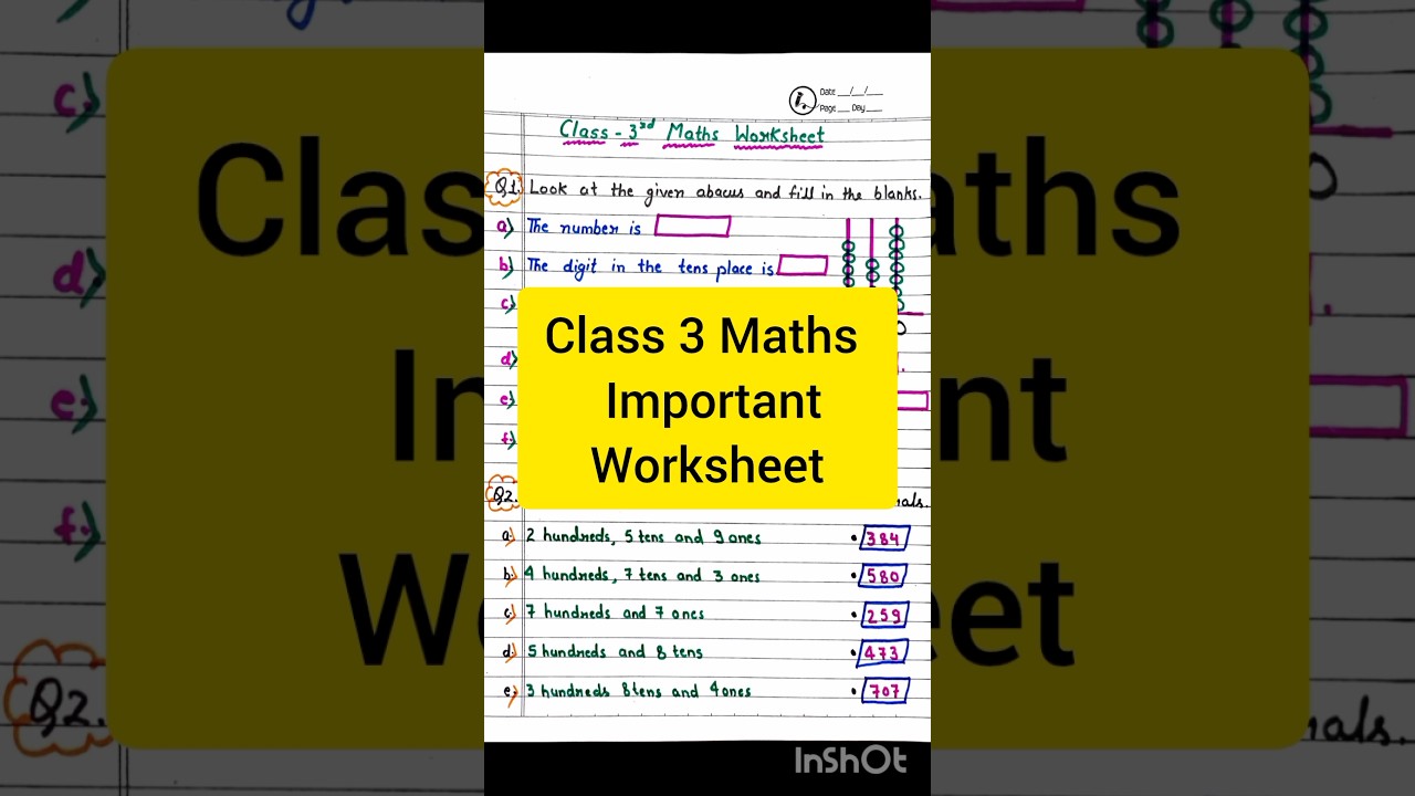 Class 3 Maths| Class 3 Maths Worksheet| Maths Worksheet #class3 #worksheets #cbse #ncert #maths
