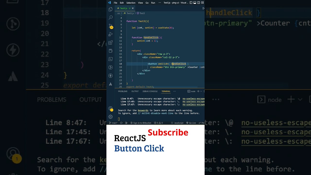 React Telugu: React Button Click (With Example), ReactJS Tutorial, Learn React JS, React JS Telugu