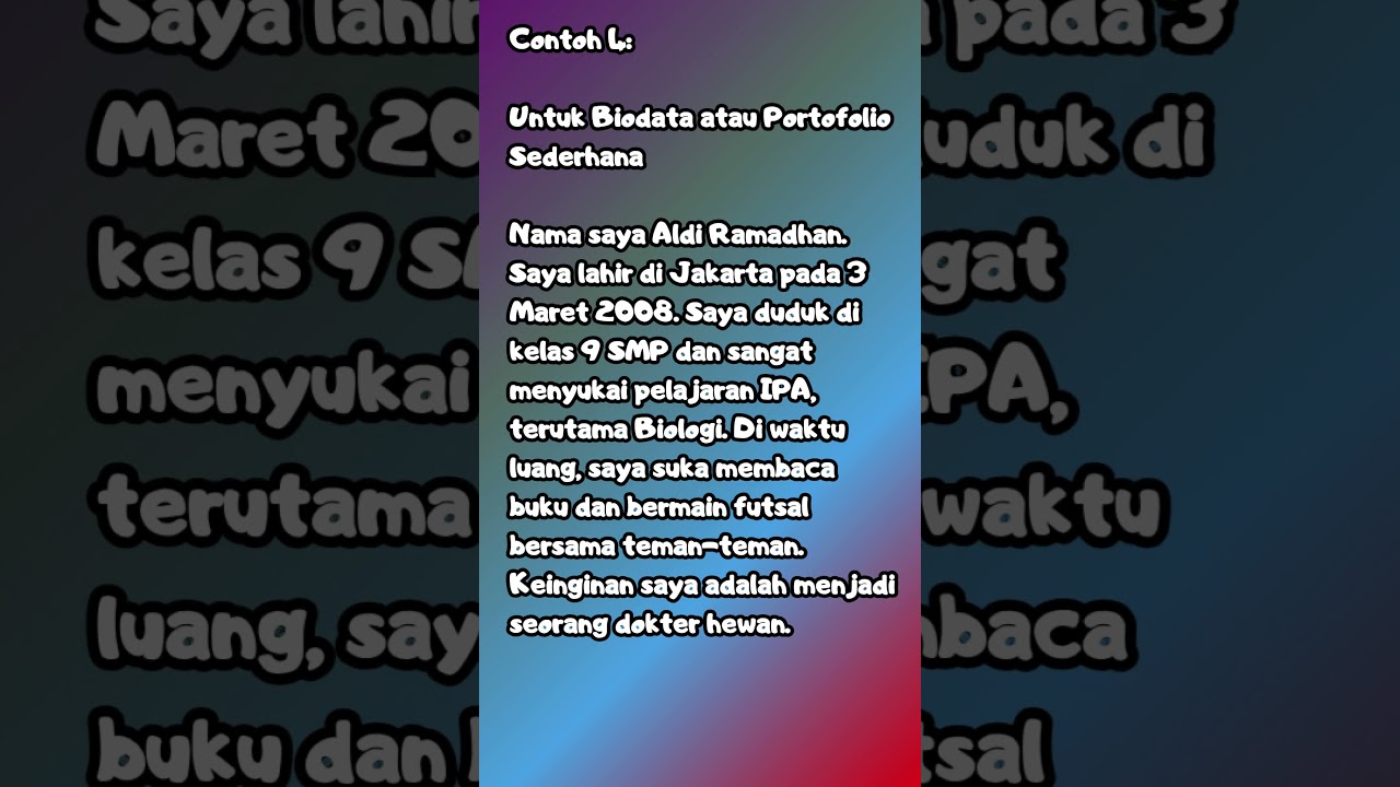 CONTOH BIOGRAFI DIRI SENDIRI SINGKAT