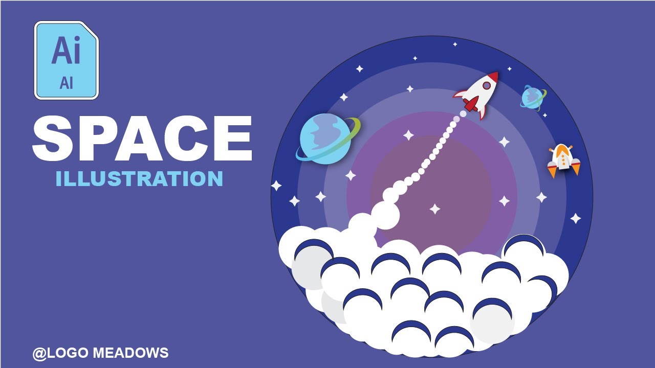 Flat, Digital And Vector Illustration | Rocket Space Illustration | Illustration Process