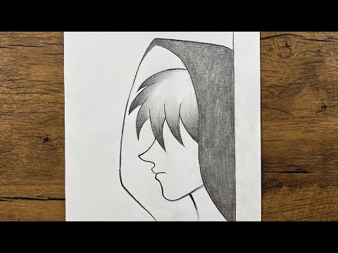 Easy anime sketch for beginners | How to draw anime boy wearing a hoodie