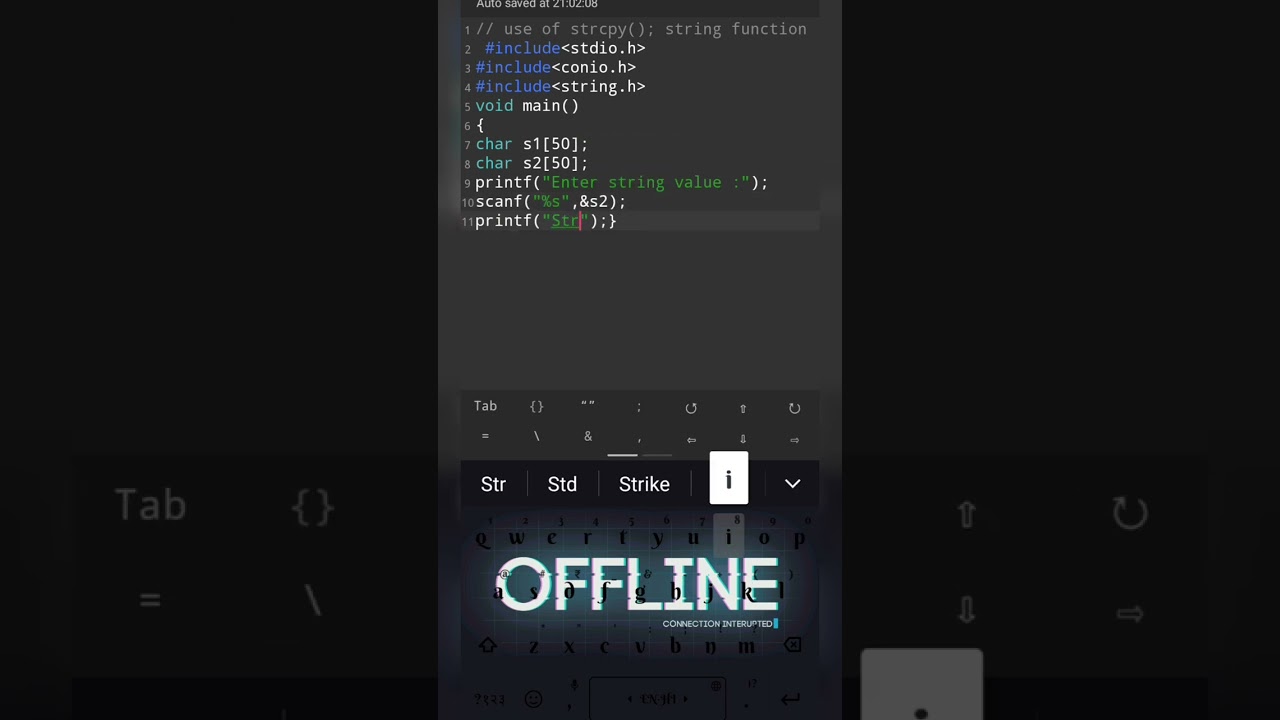Copy the string elements and print it  using strcpy() function.... in C program
