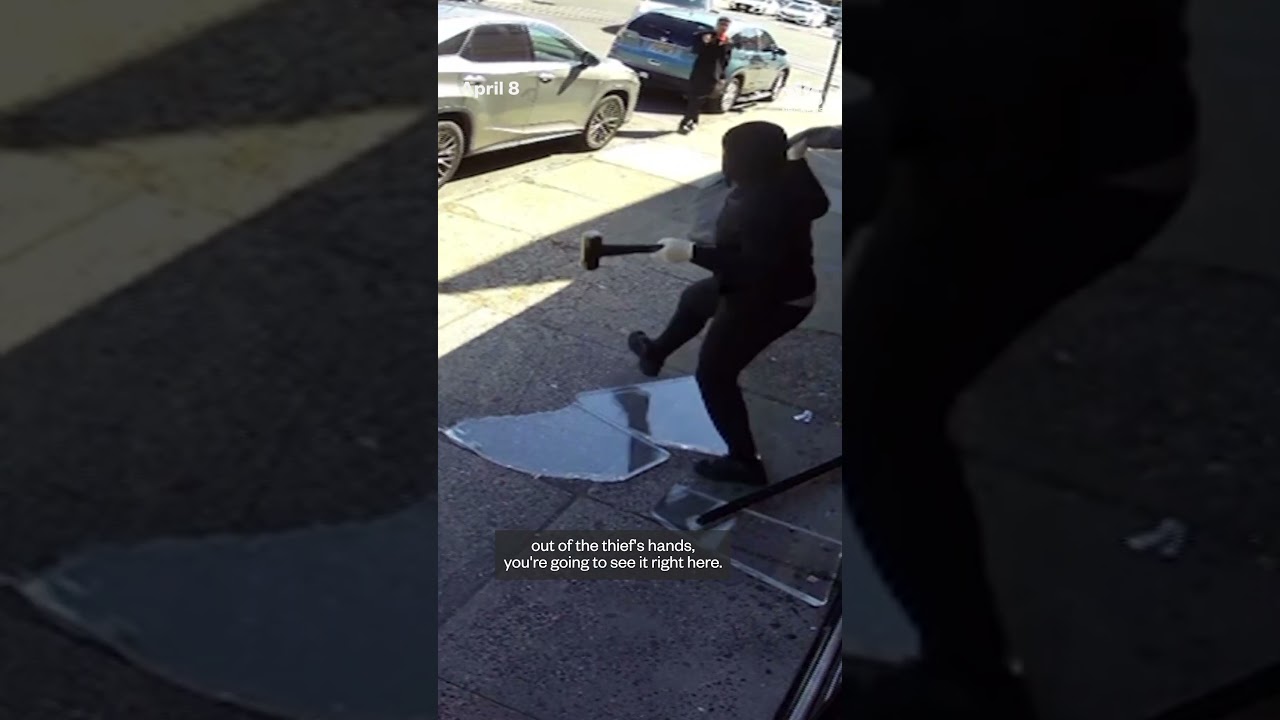 Surveillance video captures the moment thieves break into a New Jersey jewelry store