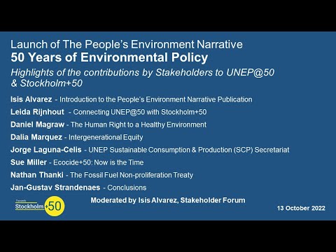 Launch of The People's Environment Narrative: 50 Years of Environmental Policy at UNEP