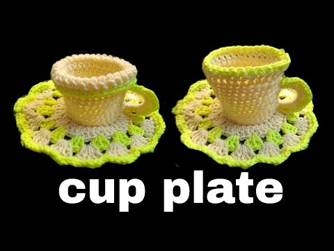 Very easy simple crochet Cup plate design for beginners #crochetcrosai #crochet #knitting #easy