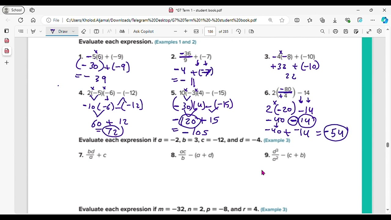 Reveal math grade 7 lesson 3 - 5 apply integer operations