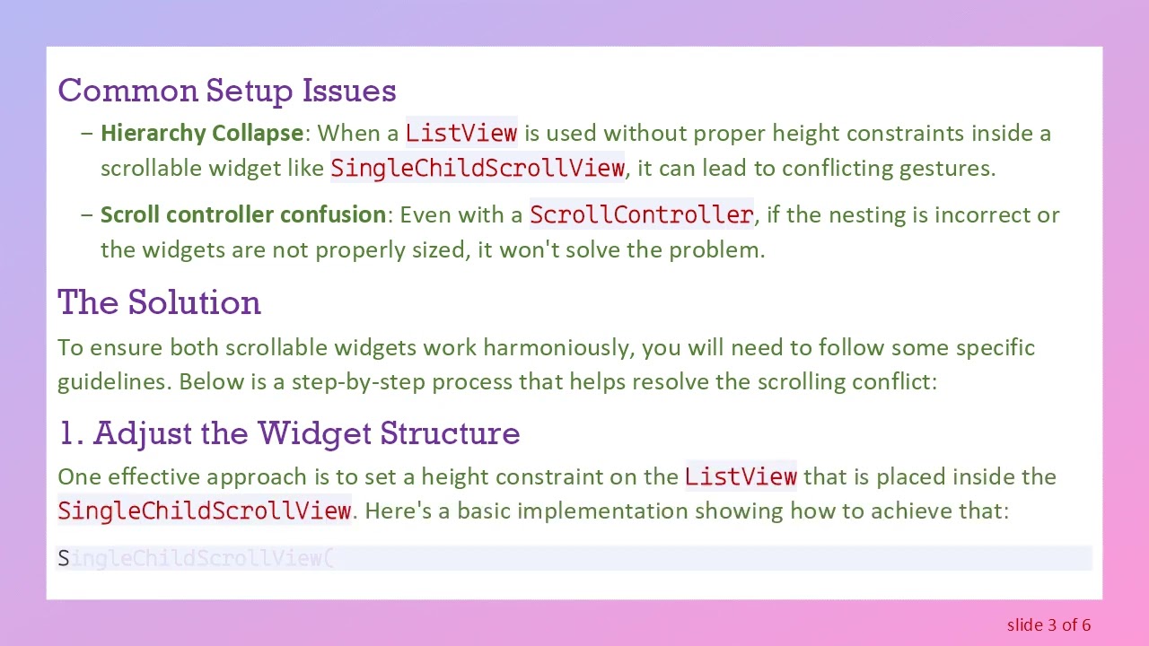 Resolving the Scroll View Not Responding Issue in Flutter