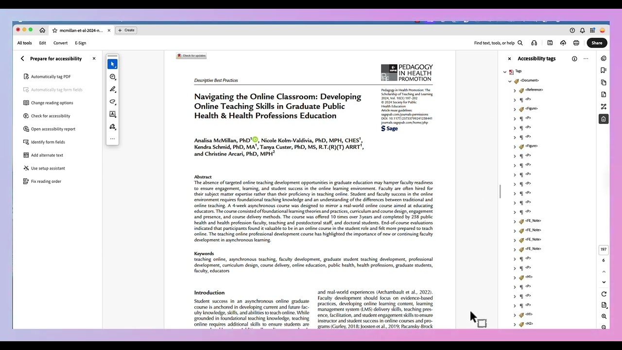 PDF Remediation: Tagging and Checking for Accessibility in Adobe Acrobat Pro