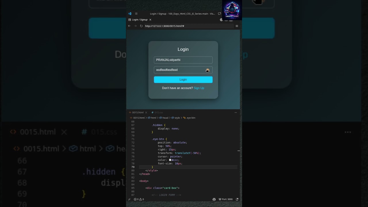 Simple Sign-up Form using HTML css 🔐 | #coding #python #webdesign #webdevelopment#bootstrap#htmlform