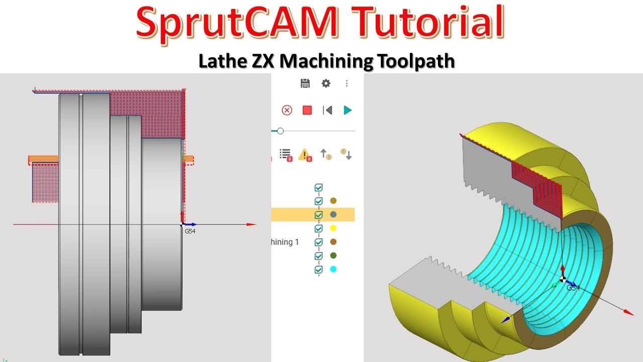 SprutCAM Tutorial #53 | How to Toolpath Lathe ZX Basic & ID Threading with Insert