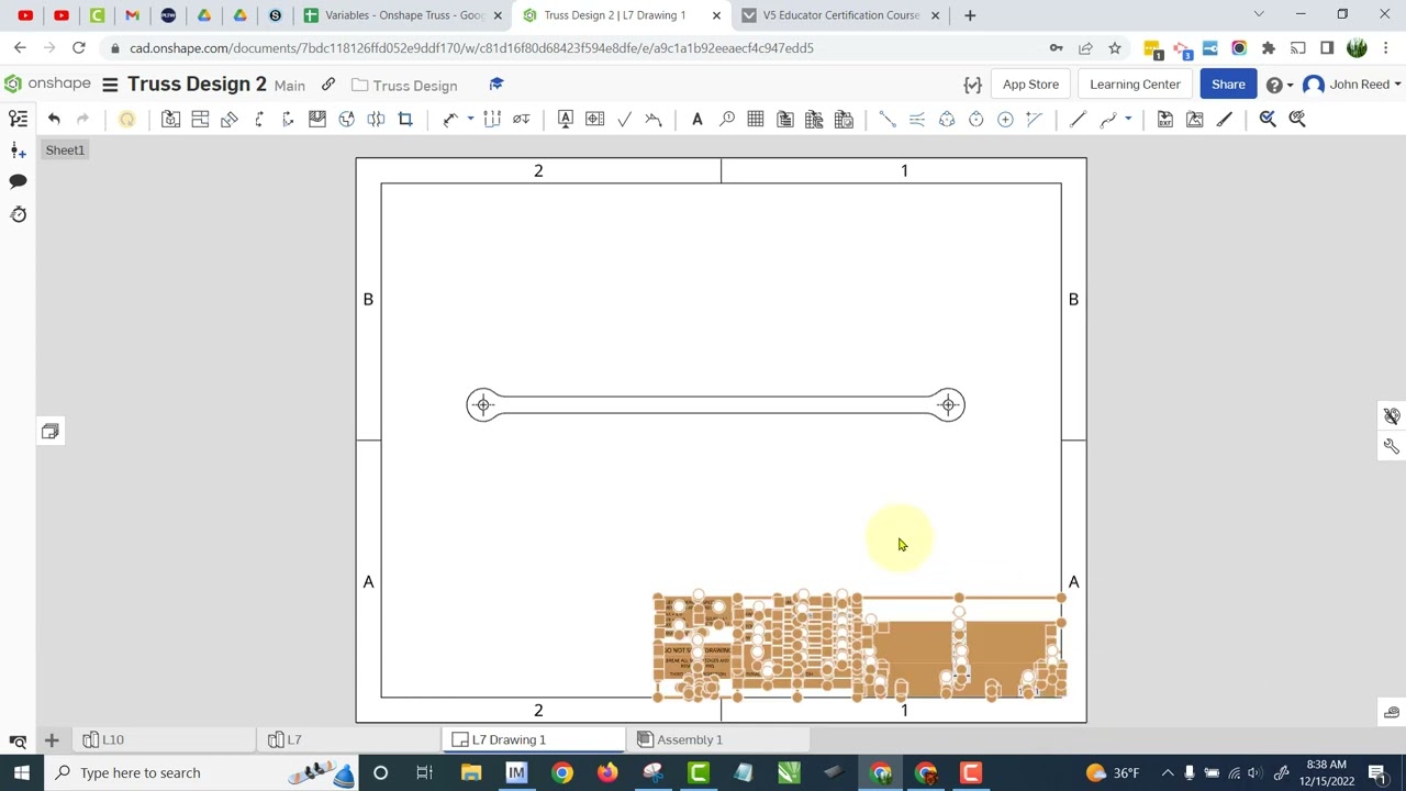 Truss member in Onshape  - PDF File creation
