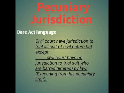 What is pecuniary jurisdiction? section 6 of CPC #civillaw #motivation #english #constituion #law