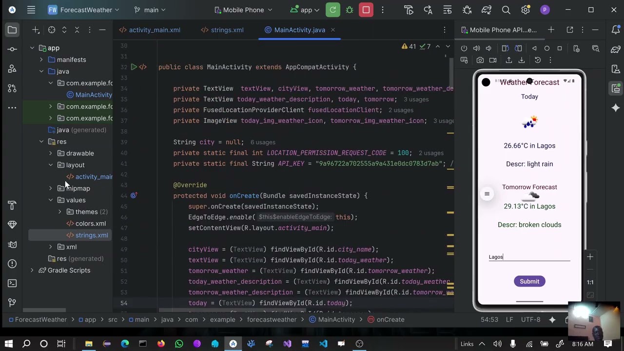 Weather Forecast APP in Java Android Studio