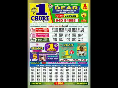 NAGALAND Lottery SAMBAD DEAREVENING 01 PM RESULT TODAY 25.06.2025 STATE DEAR LOTTERY
