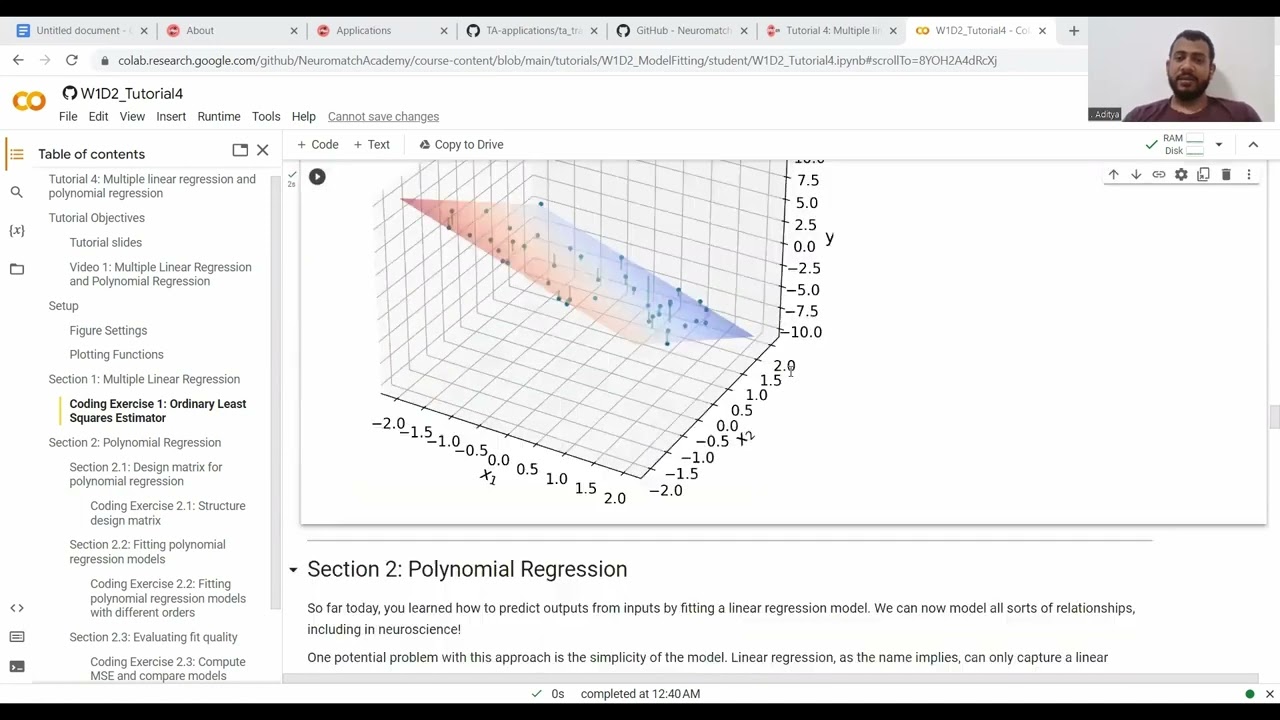 Neuromatch TA polynomial regression model