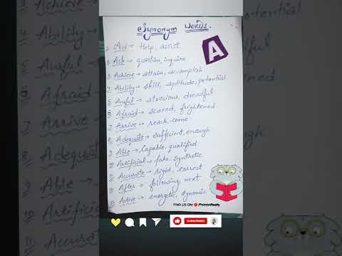 The synonym words start with alphabet A β¦ learn and grow with me π