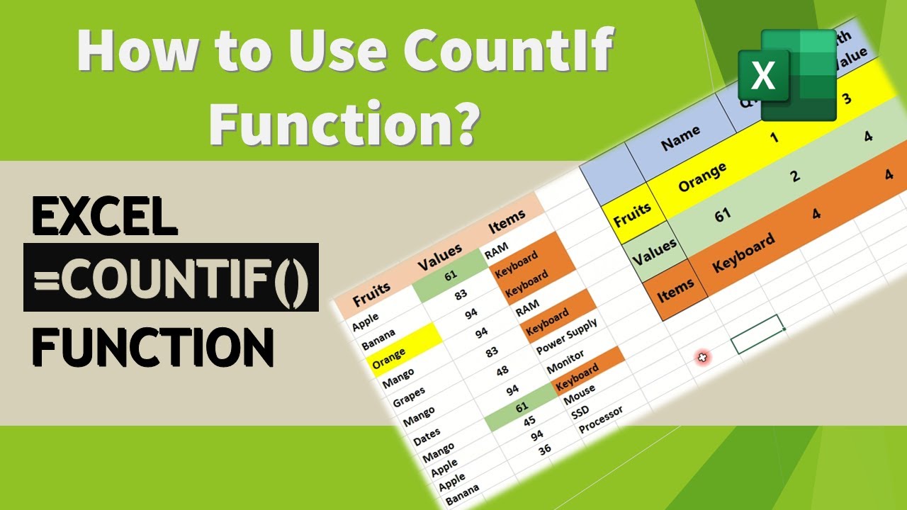 How to use COUNTIF Function in Excel | COUNTIF Formula | Using COUNTIF | Excel Tutorial