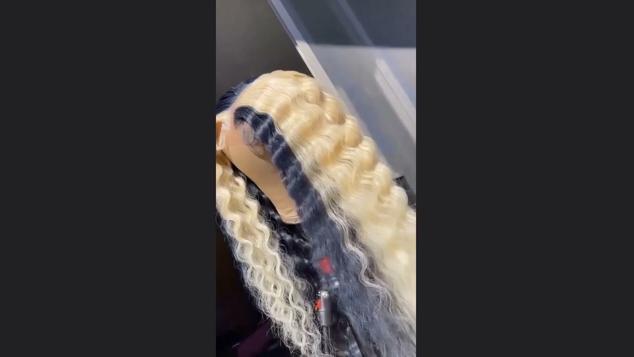 Half Blonde & Black Colored Hair Deep Wave Wigs from luxhairshop