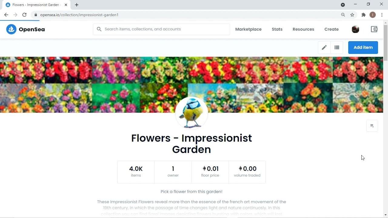 Uploading collection to Opensea.io - Flowers - Impressionist Garden