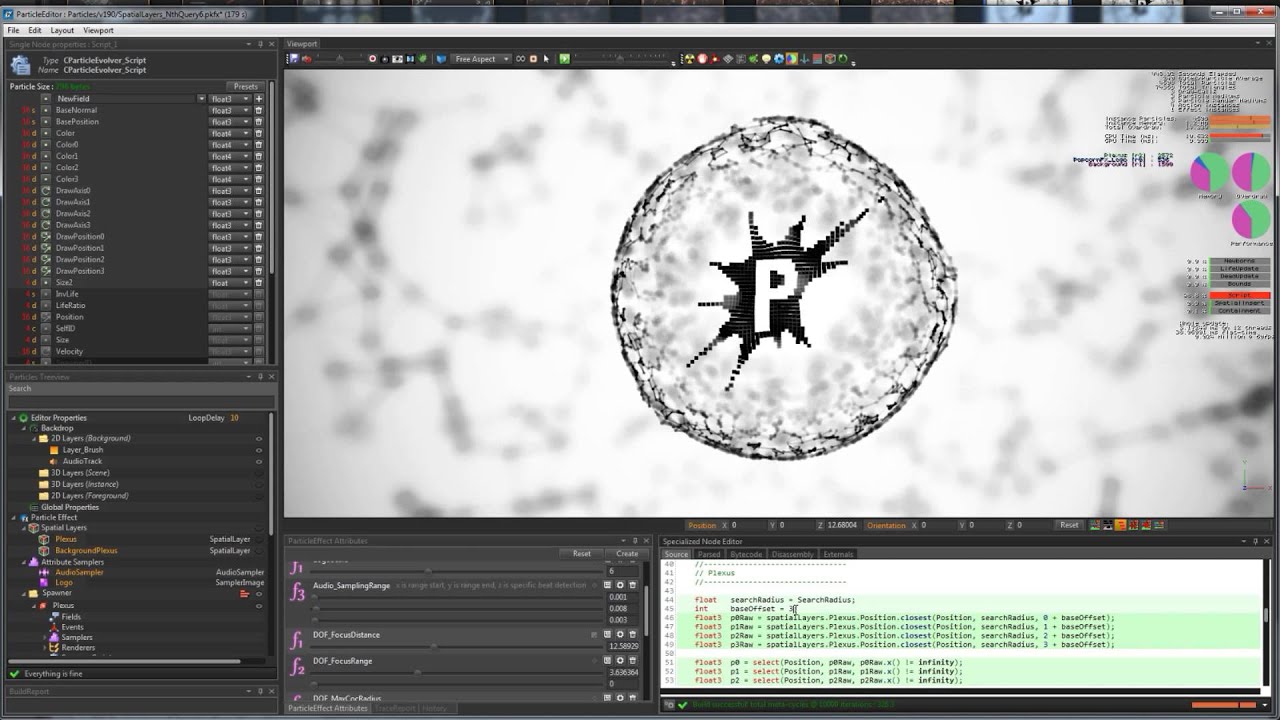 PopcornFX feature preview : Plexus effect using spatial queries + Audio sampler