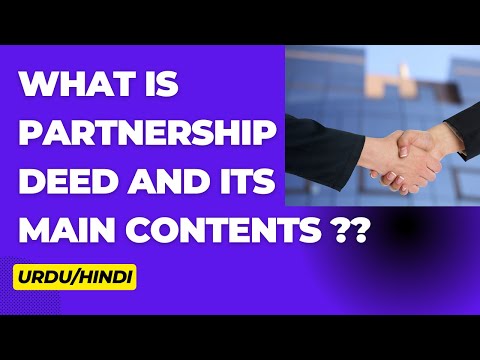 What is Partnership Deed and What is Partnership Deed Content?(Urdu/Hindi)