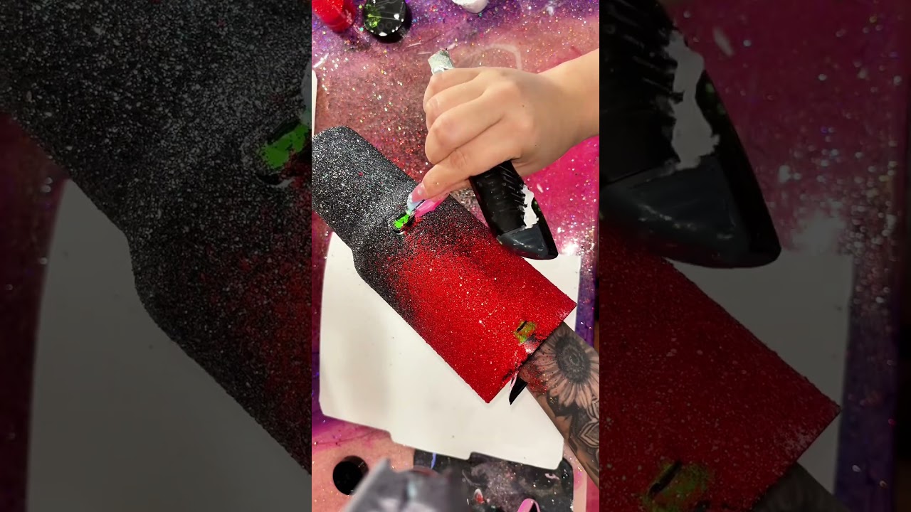 Stanley glitter Tumbler. trying to use every last bit of this black 🖤 #stanleytumbler #stanleycup