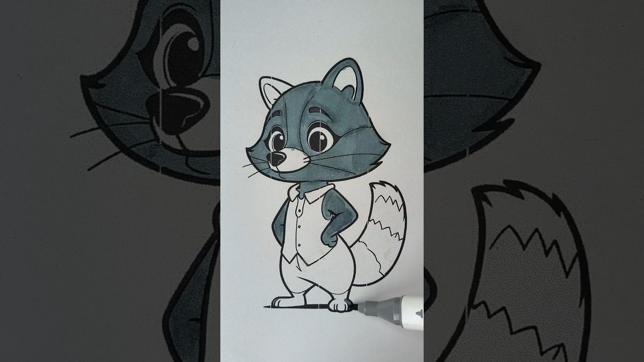raccoon coloring book🦝#satisfying#vibrantbirds#art #draving#colors #paintstudio#trending#cute#artist