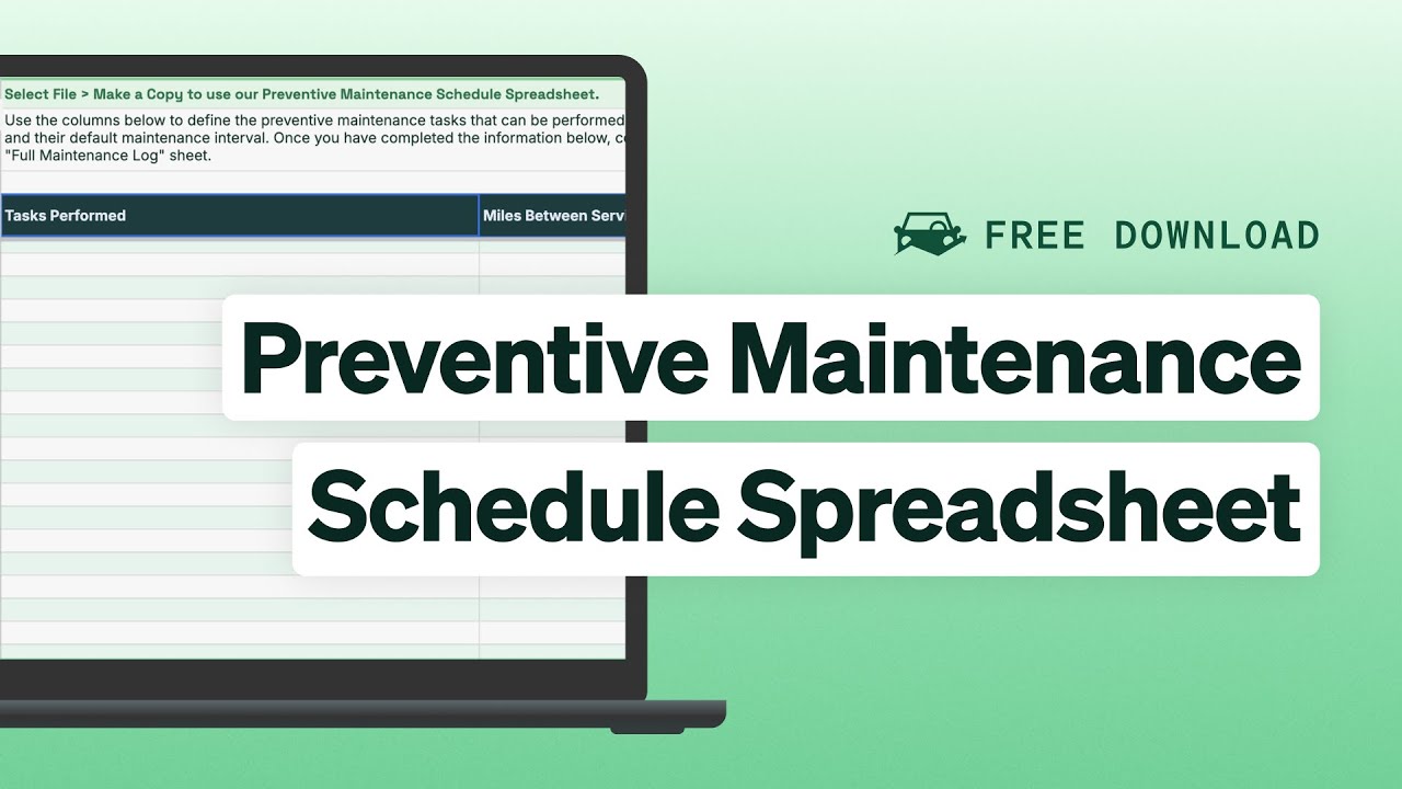 Creating a Preventive Maintenance Schedule Spreadsheet (w/ Free Template) | Fleet Management Tools