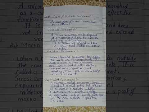 Types Of Business Environment ✨#notes #notes_making
