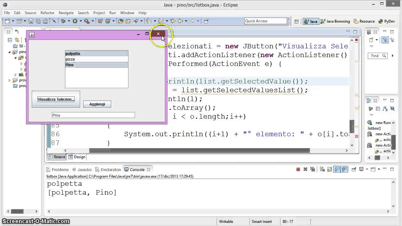 Tutorial 35 - Listbox (2 di 3) (Java)