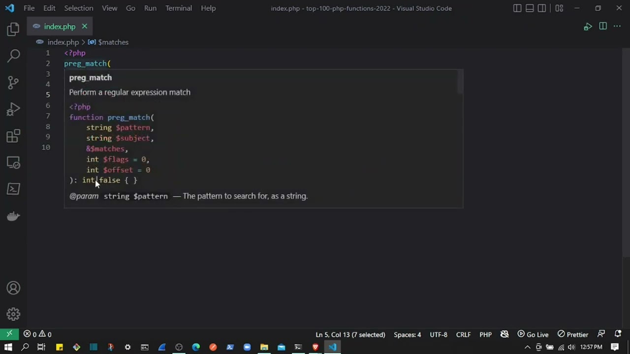 preg_match #21 ✔✨  // Top 100 php function used in 2022  #shorts