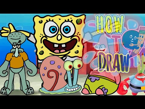 How to draw SpongeBob Characters | Easy Things to Draw | Coloring Page Printable | DrawingwithKIDS