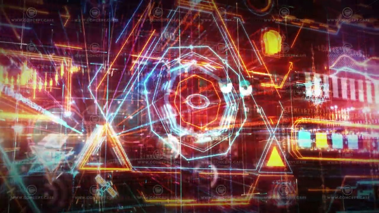 Background with moving 3D digital infographic space.