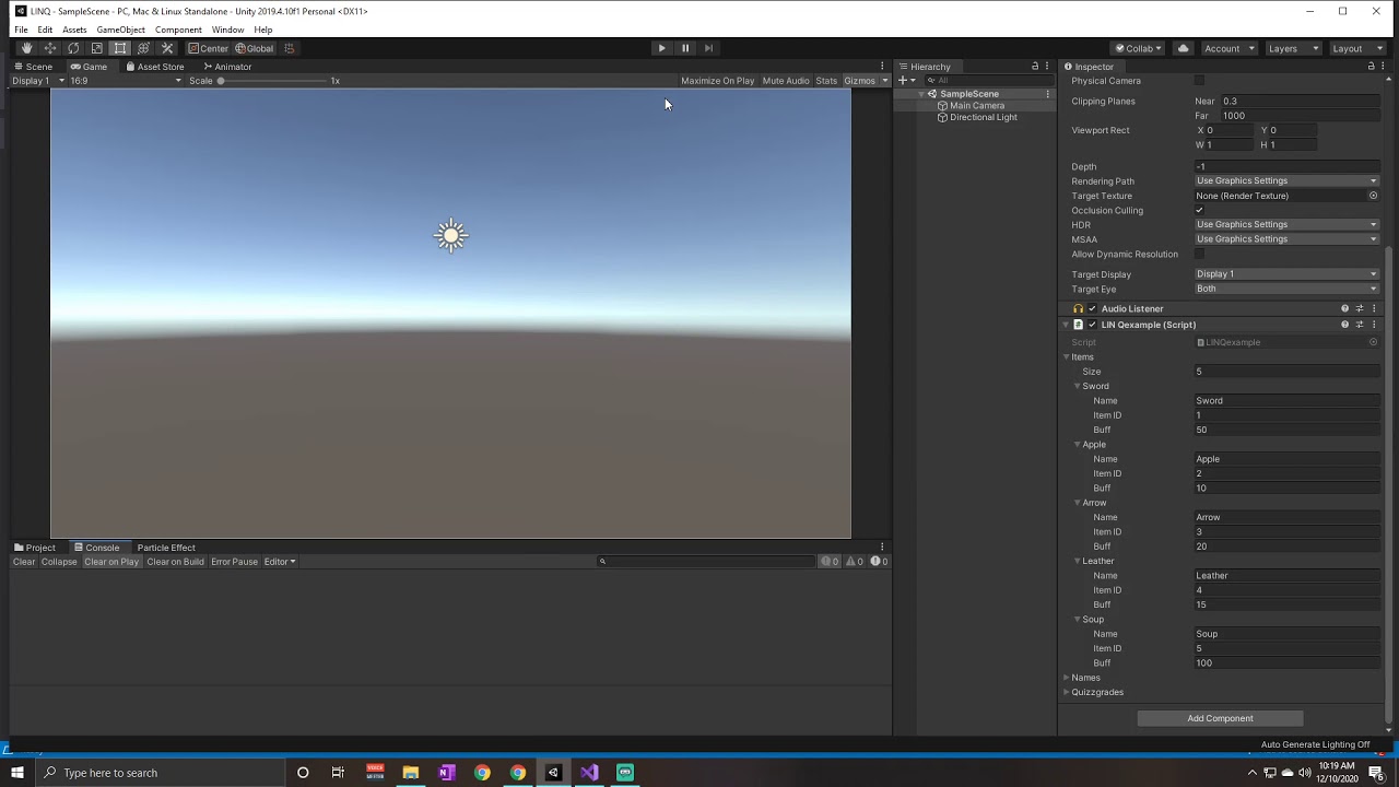Using LINQ to sort lists // Unity