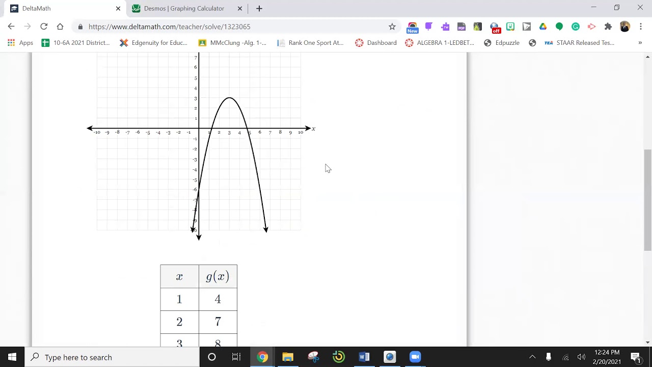 Delta Math   Compare Features from Tables v Graphs