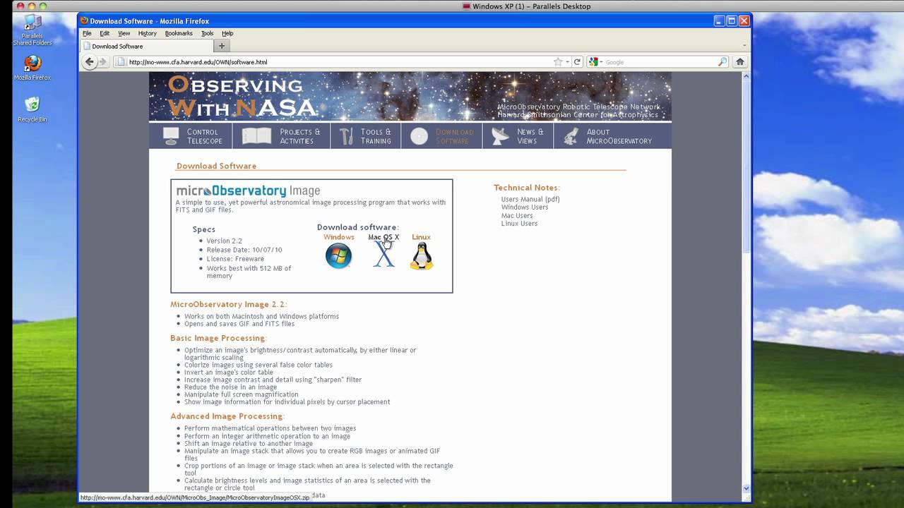 Legacy MicroObservatory Image Tutorials | How to Download for Windows