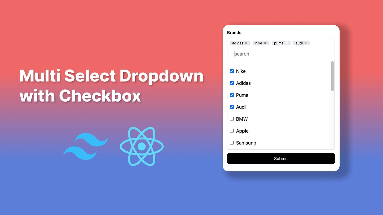 Create Multiselect Dropdown with Checkbox in React & Tailwind | Searchable Dropdown